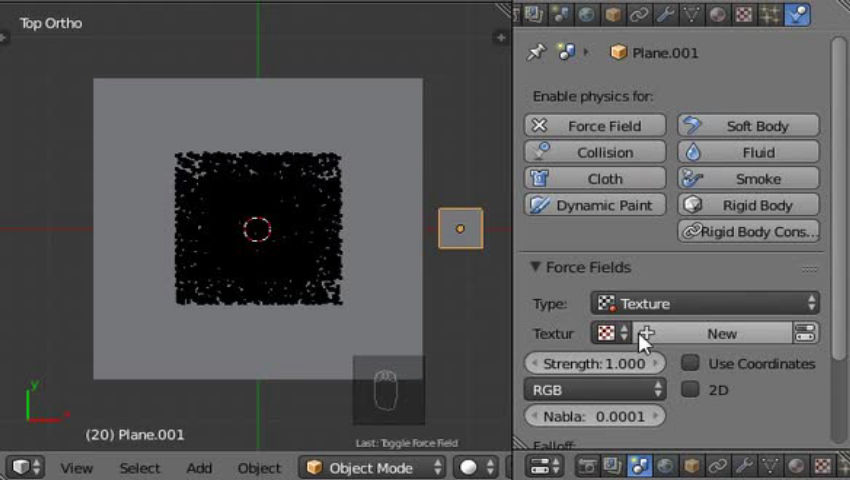 Physics Texture Force Field Example - Blender Video